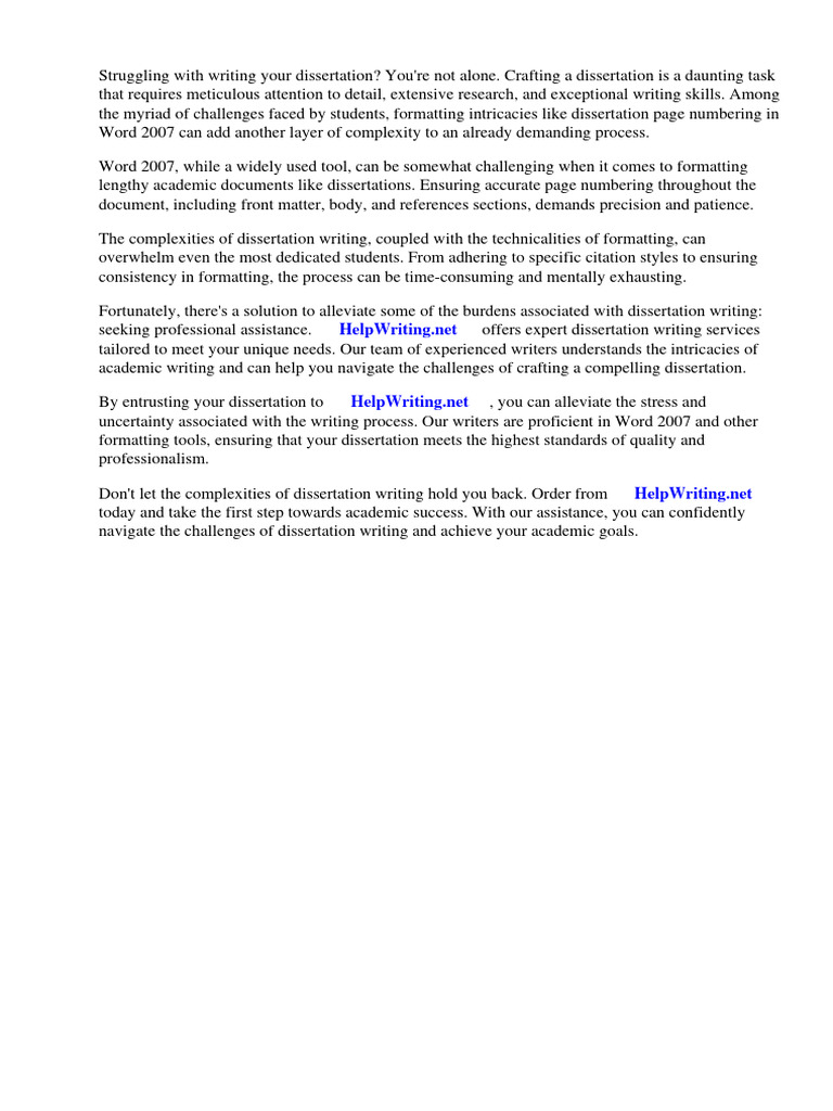 Dissertation Page Numbering in Word 2007 | PDF | Thesis | Microsoft Word