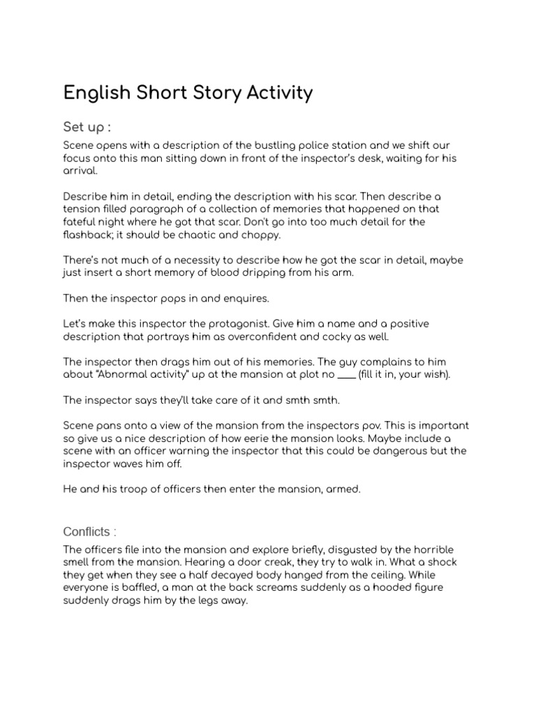 English Short Story Activity | PDF