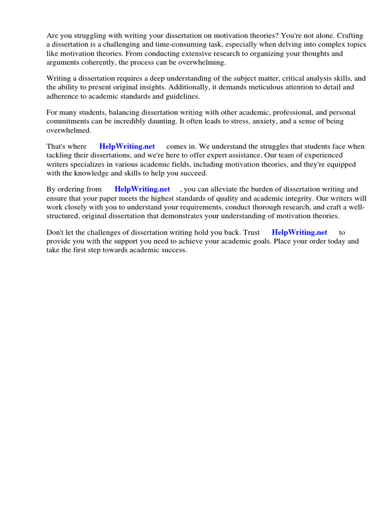 Dissertation On Motivation Theories | PDF | Motivation | Motivational
