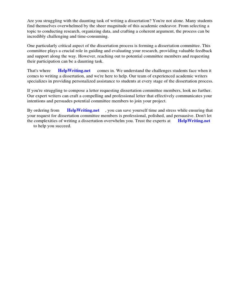 Sample Letter Requesting Dissertation Committee | Download Free PDF ...