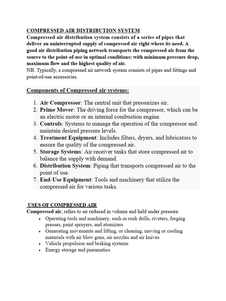 Compressed Air Distribution System | PDF | Pipe (Fluid Conveyance ...
