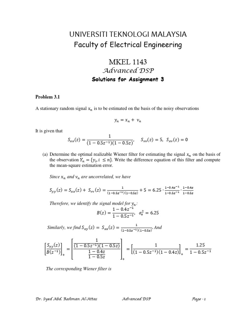 Assign_3 - Solution | PDF | Spectral Density | Autocorrelation