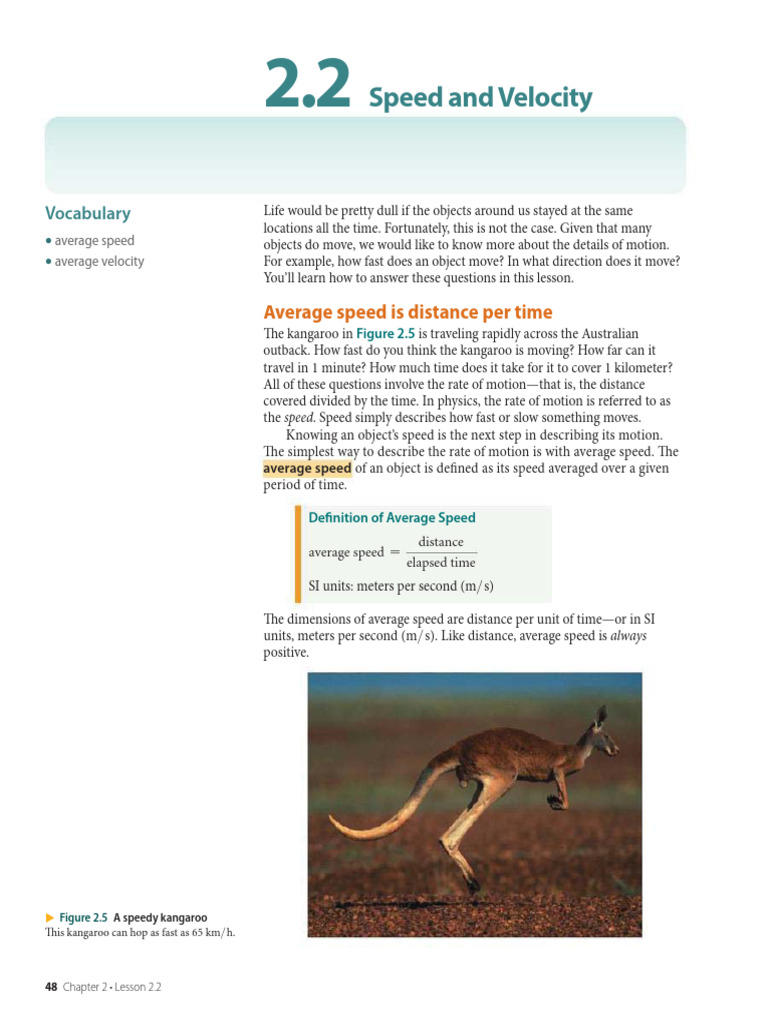 2.2 Velocity and Speed | PDF | Speed | Velocity