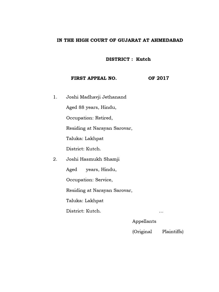 First Appeal | PDF | Lawsuit | Judgment (Law)