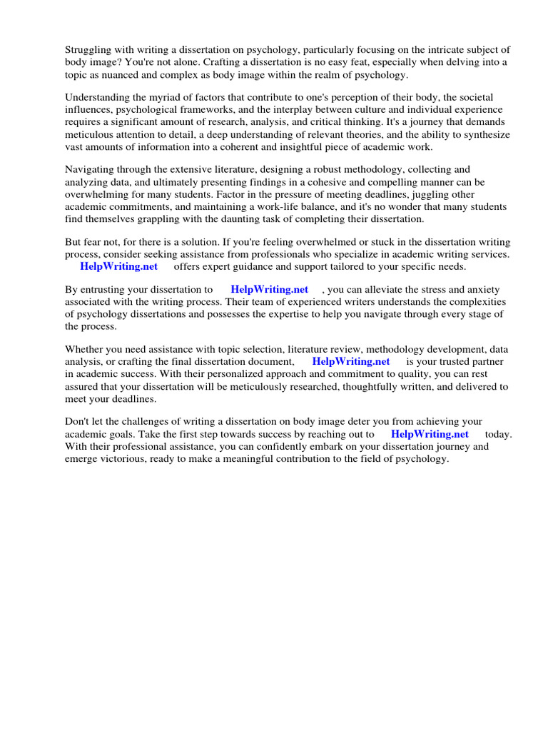 Psychology Dissertation On Body Image | PDF | Psychology | Mental Disorder