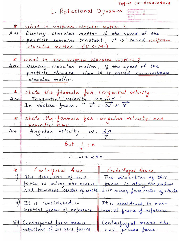 1. Rotational Dynamics | PDF