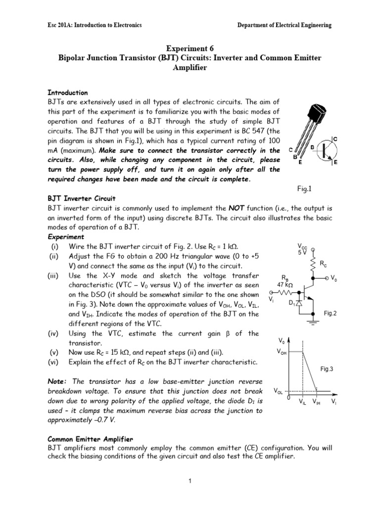 ESC 201A Exp | PDF | Bipolar Junction Transistor | Amplifier