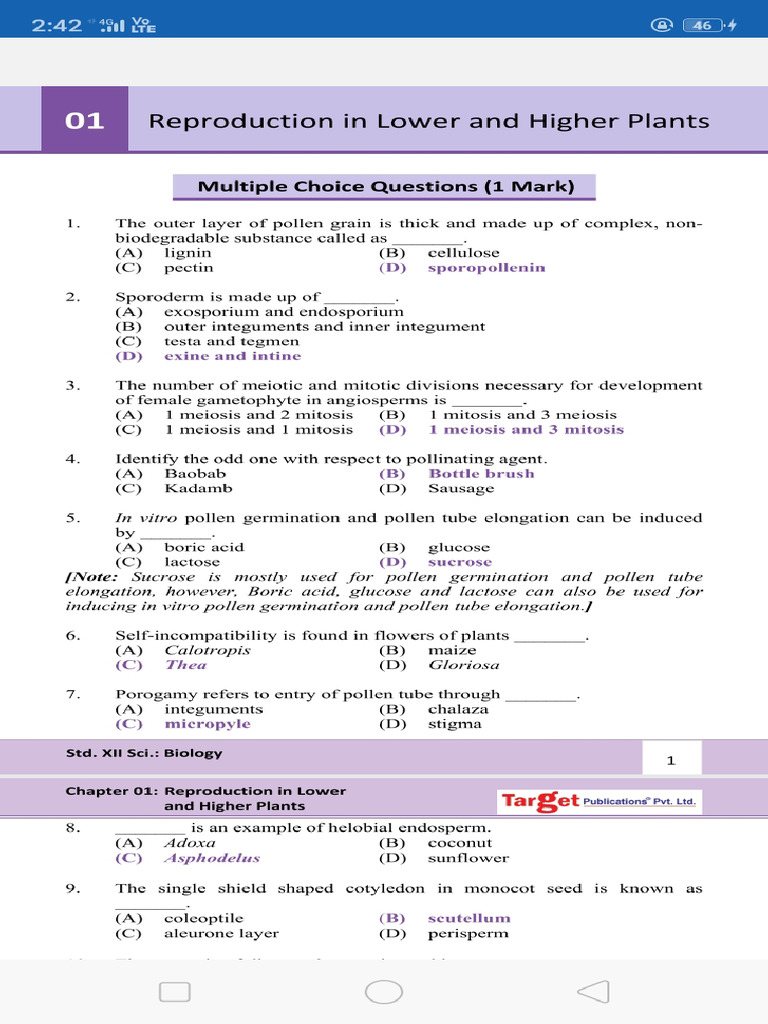 Biology Full Questions Bank Solutions | PDF