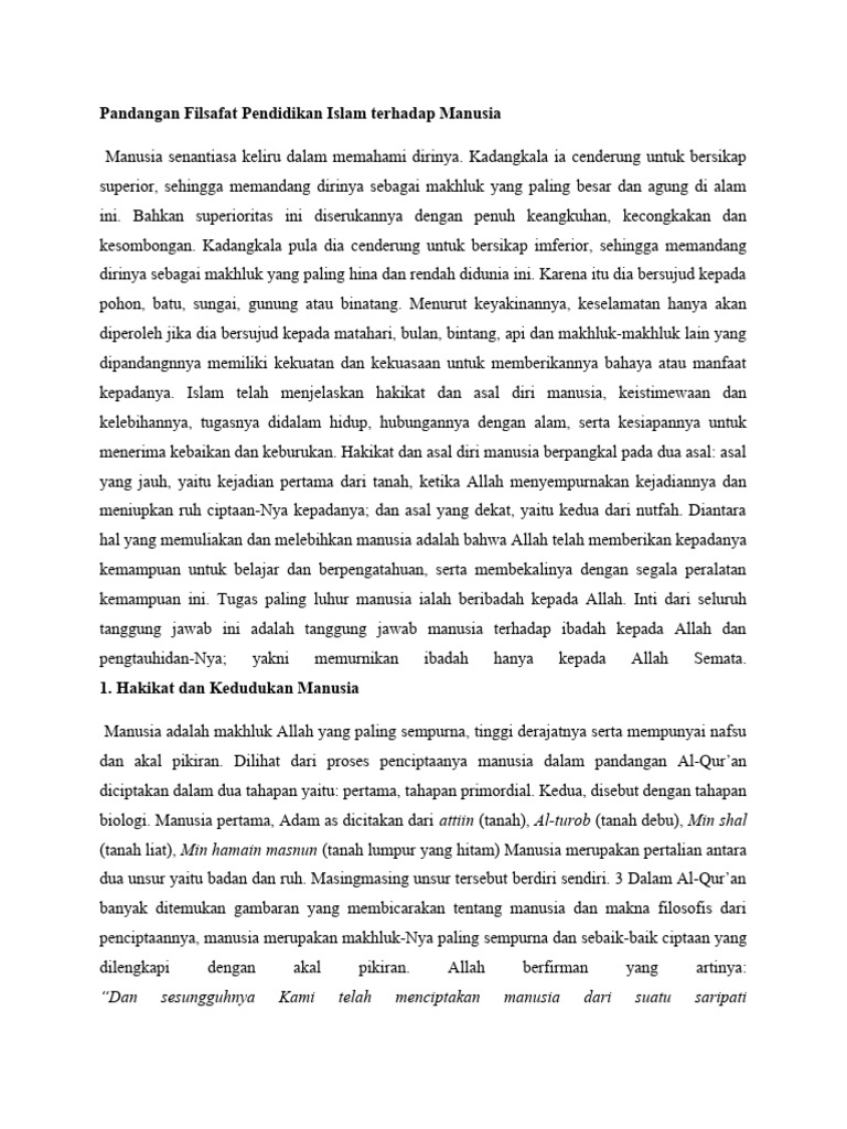 Pandangan Filsafat Pendidikan Islam Terhadap Manusia | PDF | Ilmu Sosial | Filsafat