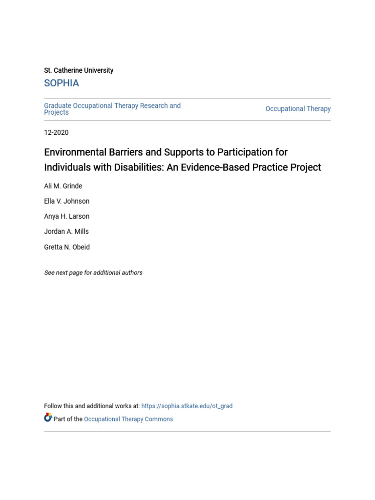 Environmental Barriers and Supports To Participation For Individu | PDF ...