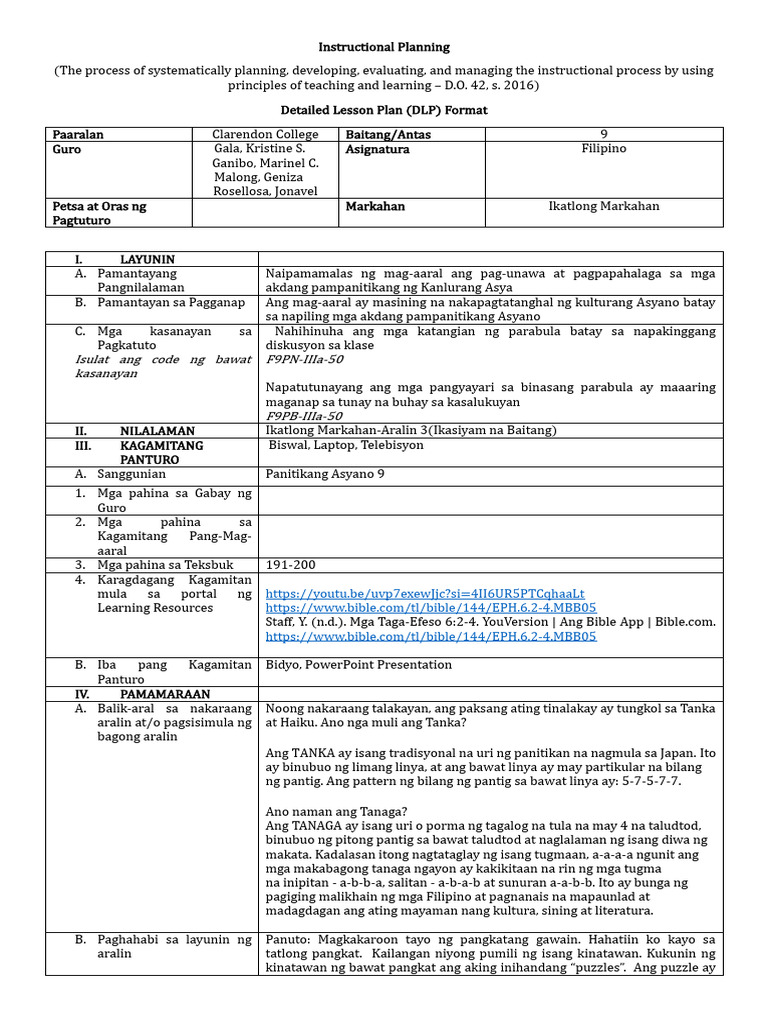 Group 1 (DLP) Format - Filipino 9 | PDF