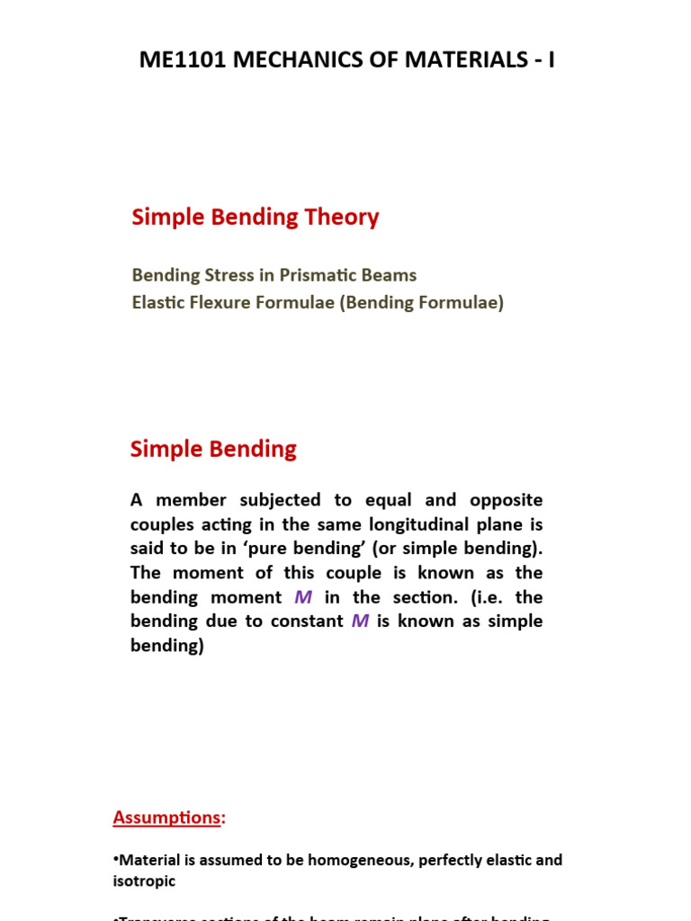 Simple Bending Theory in Prismatic Beams | PDF | Bending | Beam (Structure)