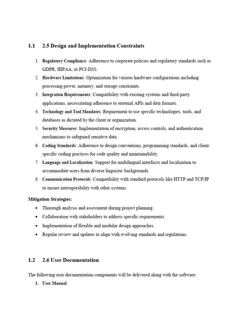 Design Constraints & User Docs | PDF | Software | Computer Engineering