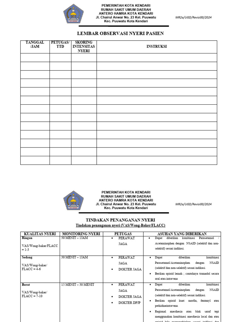 (Rahma) Mr02a.ugd - Lembar Observasi Nyeri Pasien | PDF
