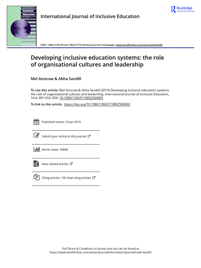 Inclusive Education Leadership | PDF | Leadership | International ...