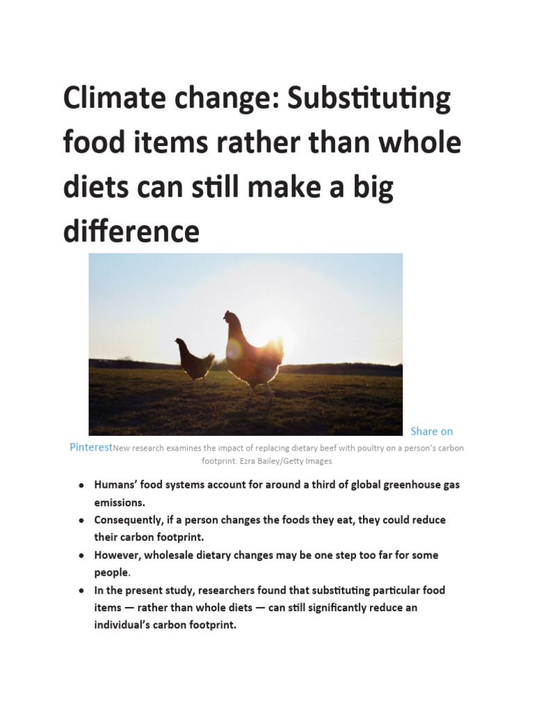 Climate Change: Substituting Food Items Rather Than Whole Diets Can ...