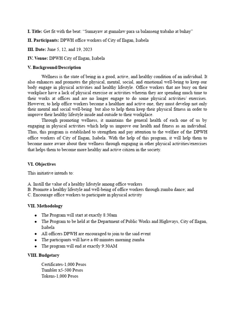 Program-Proposal | PDF | Health Promotion | Physical Fitness