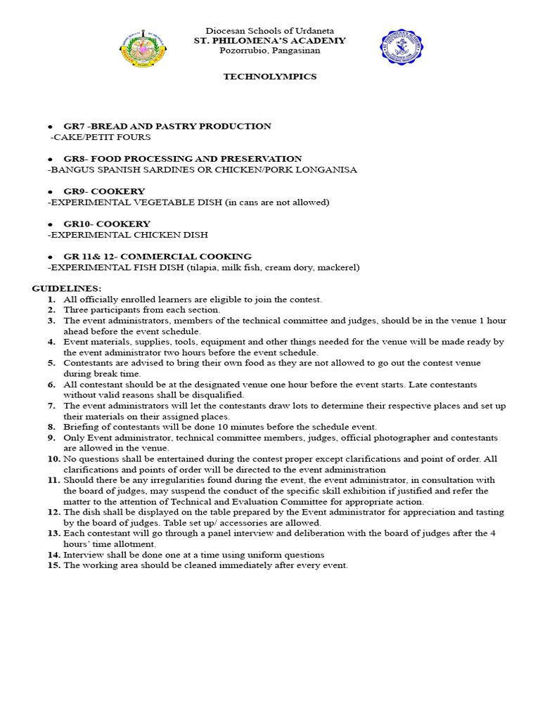 TECHNOLYMPICS | PDF | Cooking | Foods