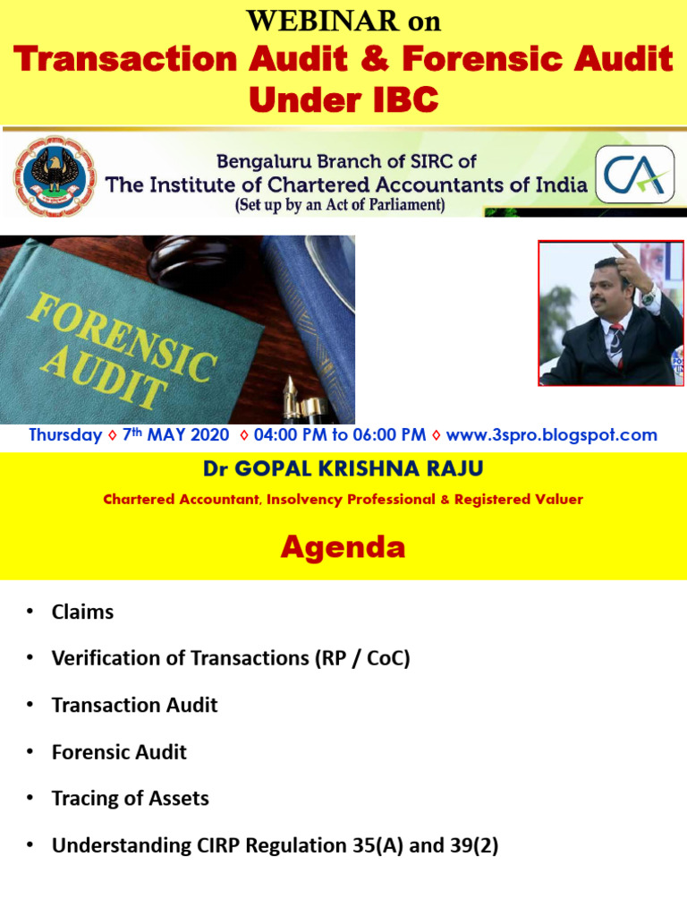 Forensic & Transaction Audit Webinar | PDF | Audit | Bankruptcy
