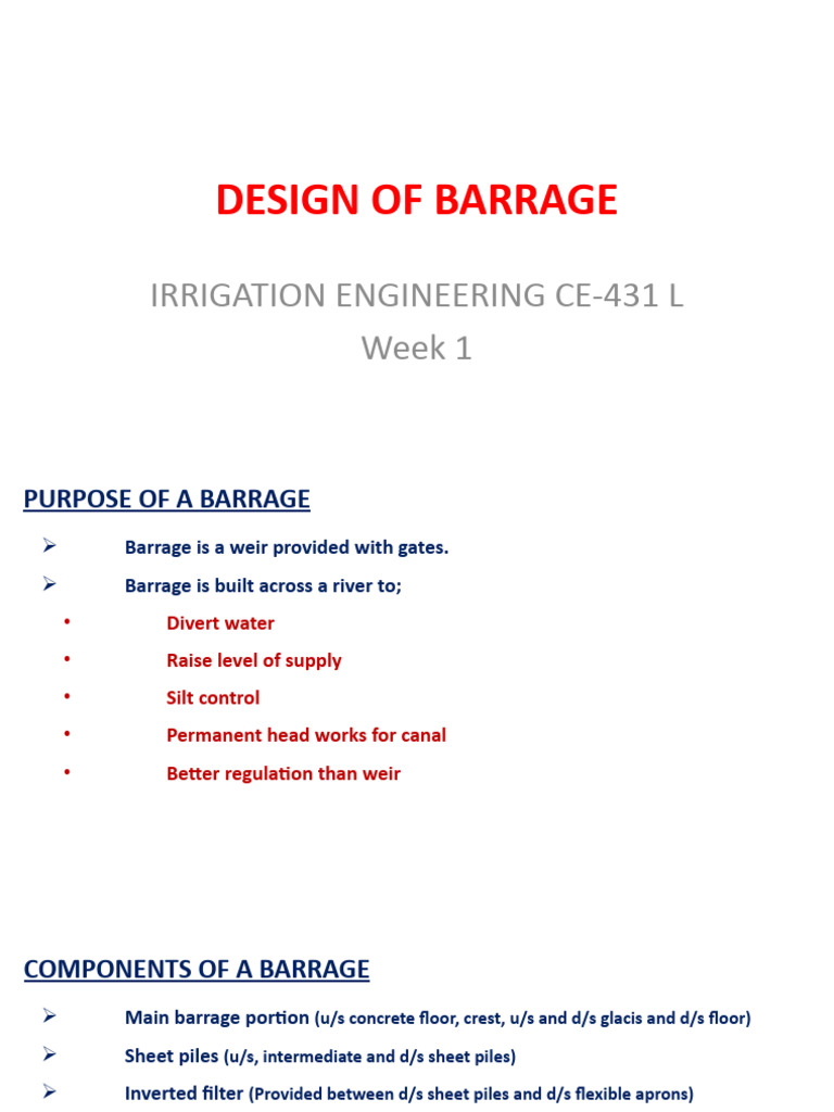 barrage design 1 | PDF | Hydrology | Earth Sciences