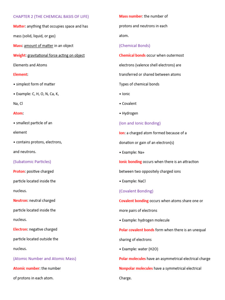 Chapter 2 Chemical basis | PDF | Chemical Bond | Ion