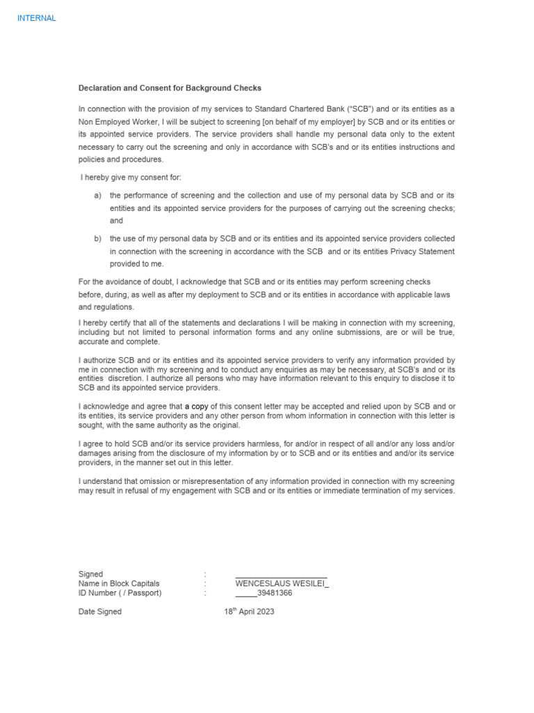 Background Check Consent Form SCB | PDF | Common Law | Government