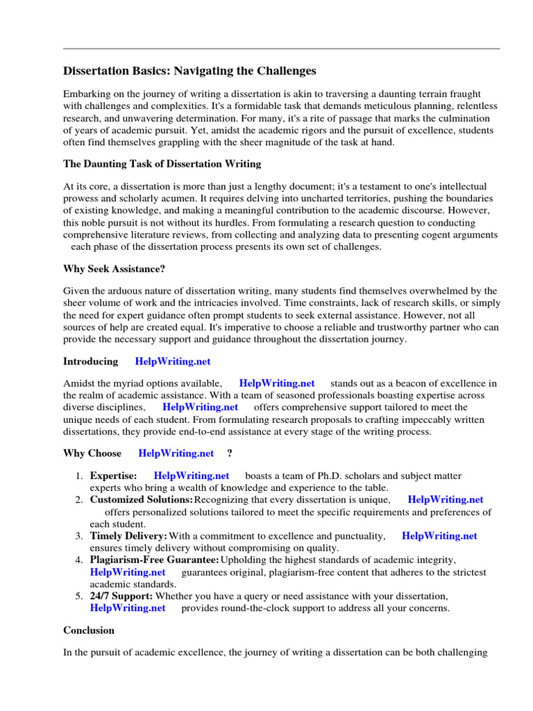 Dissertation Basics Pdf Thesis Apa Style