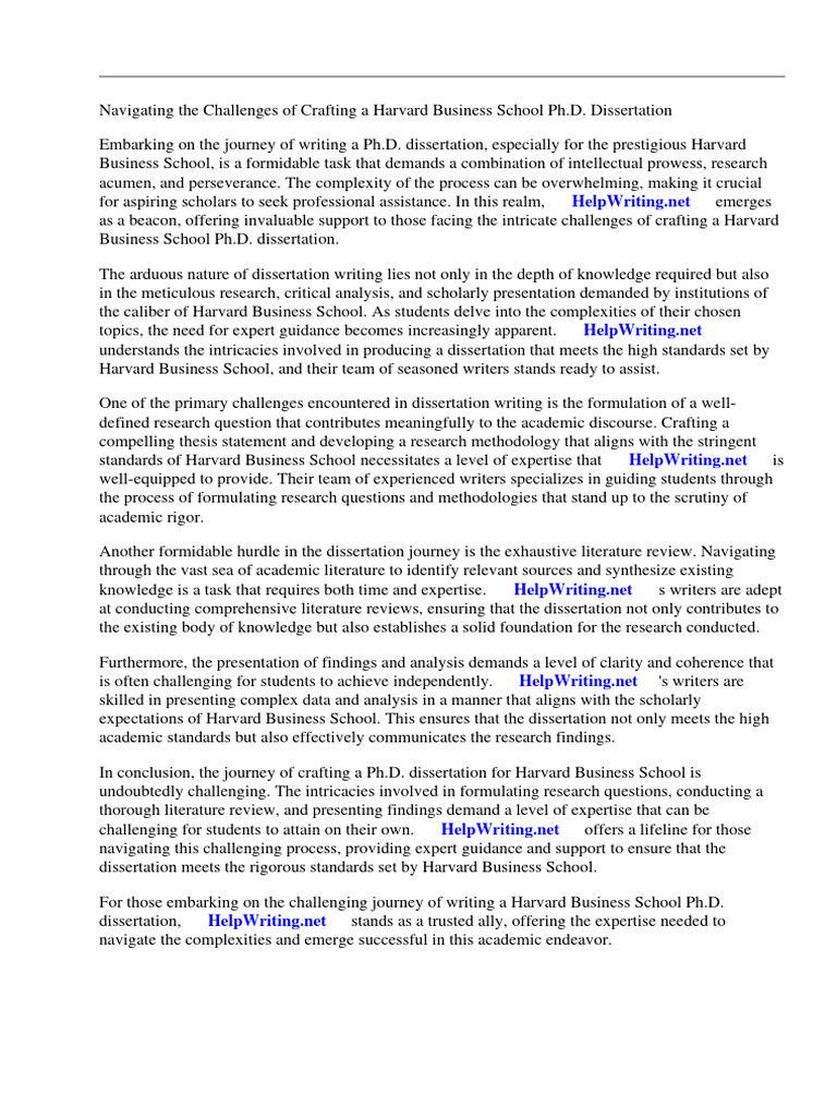 Harvard Business School PHD Dissertation | PDF | Thesis | Doctor Of ...