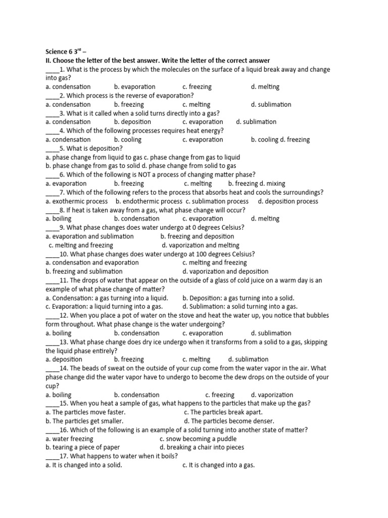 Reviwer Science 8 To Print Start m2 q3 | PDF | Atoms | Evaporation