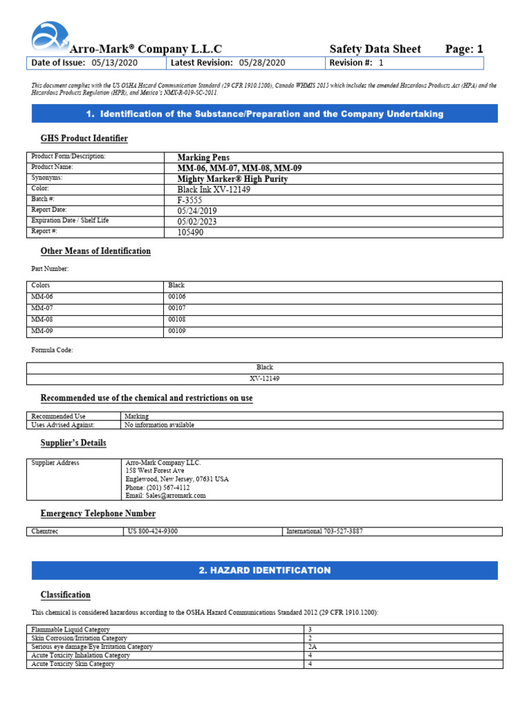 SDS Marker | PDF | Occupational Safety And Health | Safety