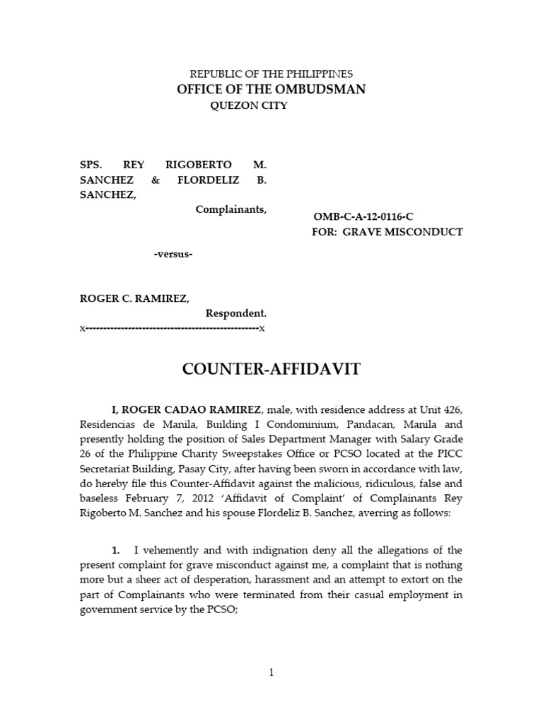 Sample Counter Affidavit 2 | PDF | Lawsuit | Affidavit
