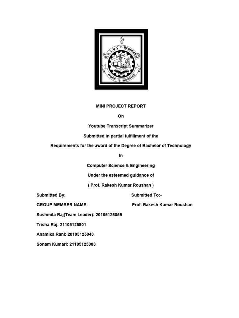 YouTube Transcript Summarizer Project | PDF | You Tube | World Wide Web