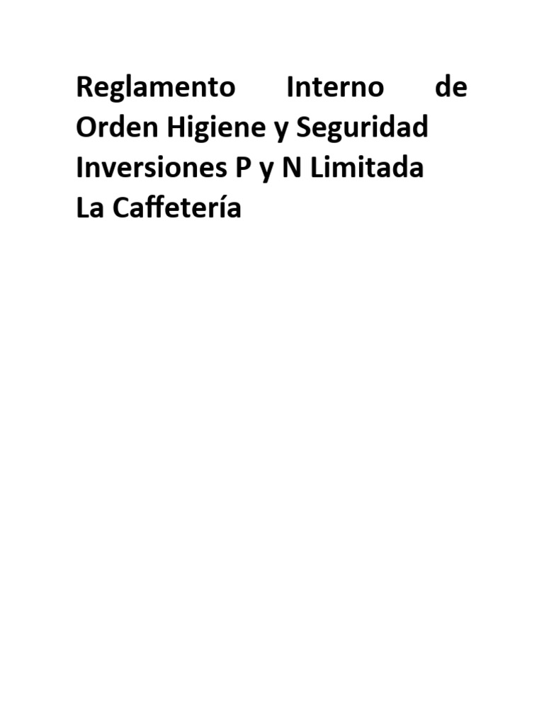 Reglamento Interno de Orden Higiene y Seguridad | PDF | Derecho laboral | Salario