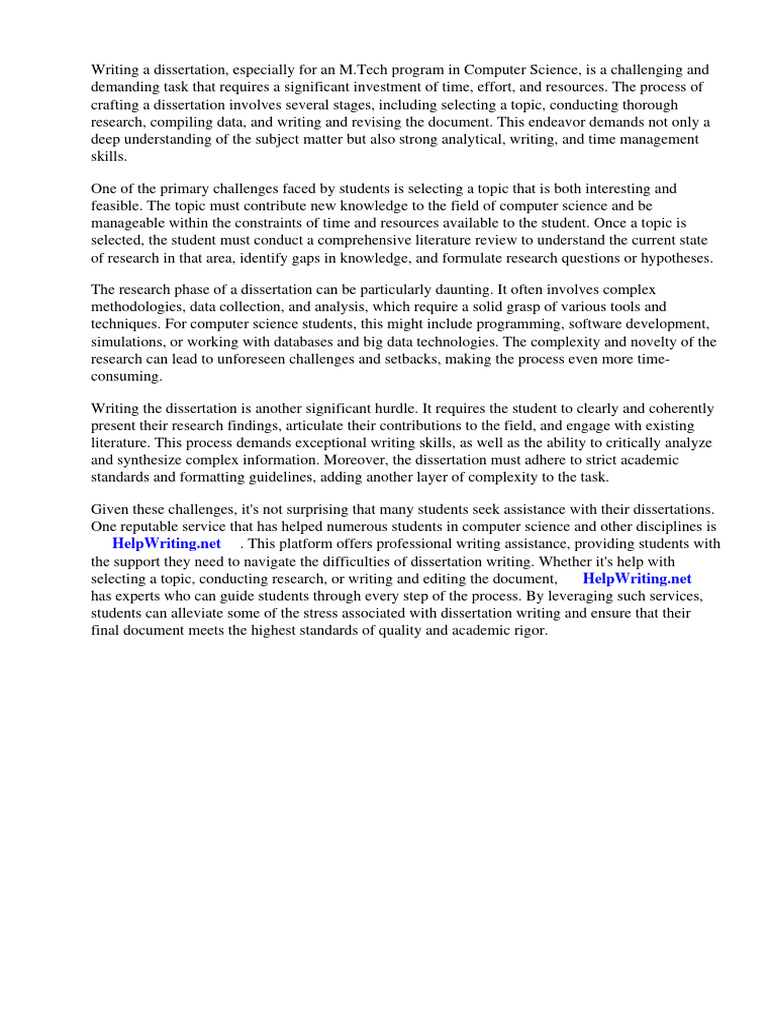 M Tech Dissertation Computer Science | PDF | Thesis | Computer Science