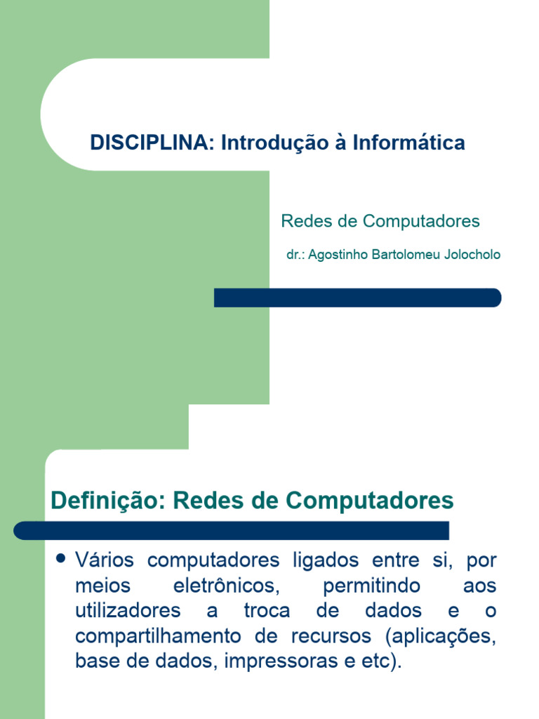 Aula 2 - Redes de Computadores | PDF | Rede de computadores | Rede local
