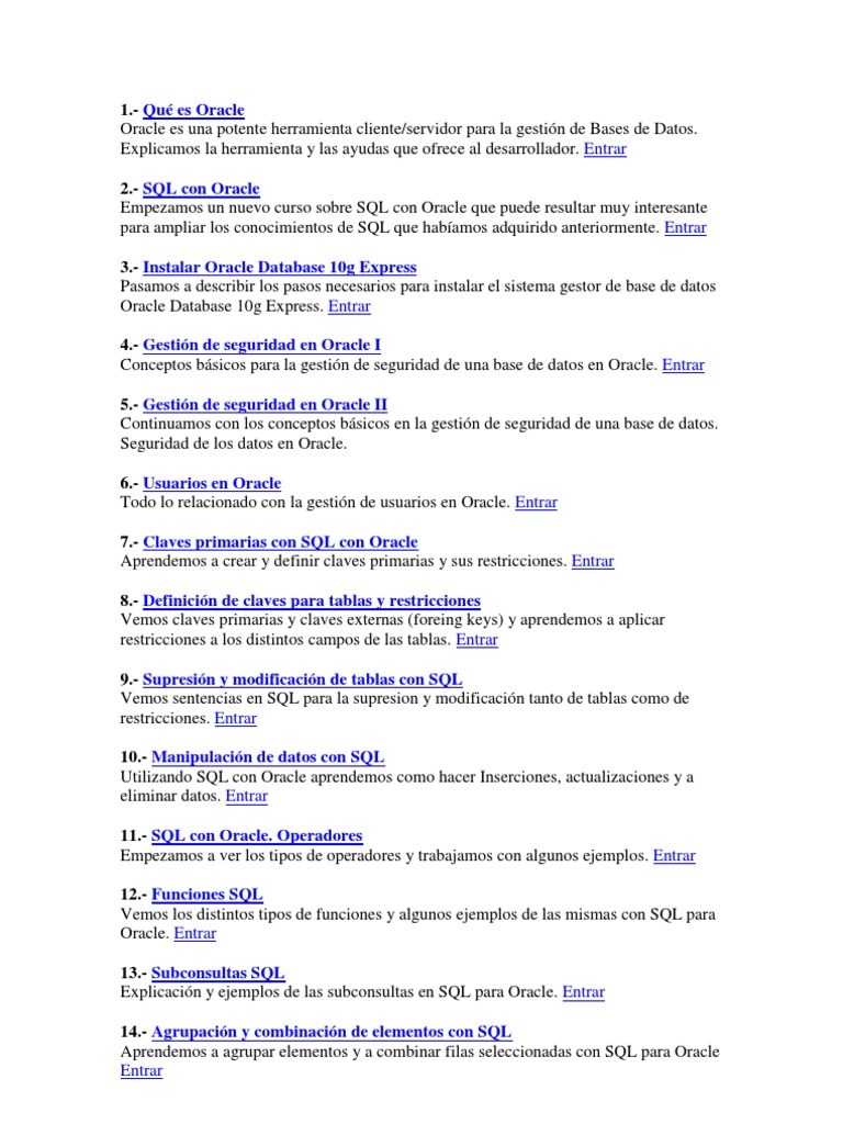 Tutorial Oracle | PDF | SQL | Base de datos Oracle