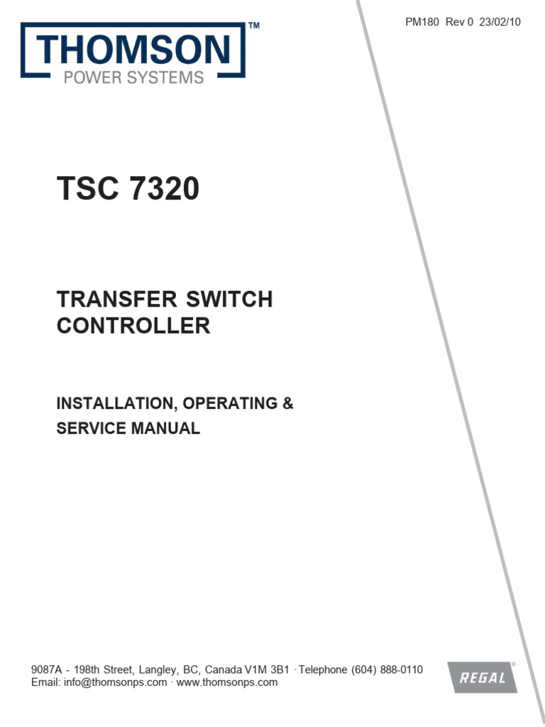 TSC 7320 Transfer Switch Manual | PDF | Switch | Electrical Wiring