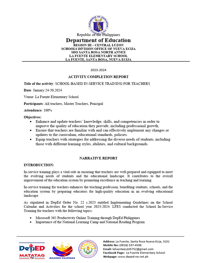 ACR For Inset | PDF | Teachers | Learning