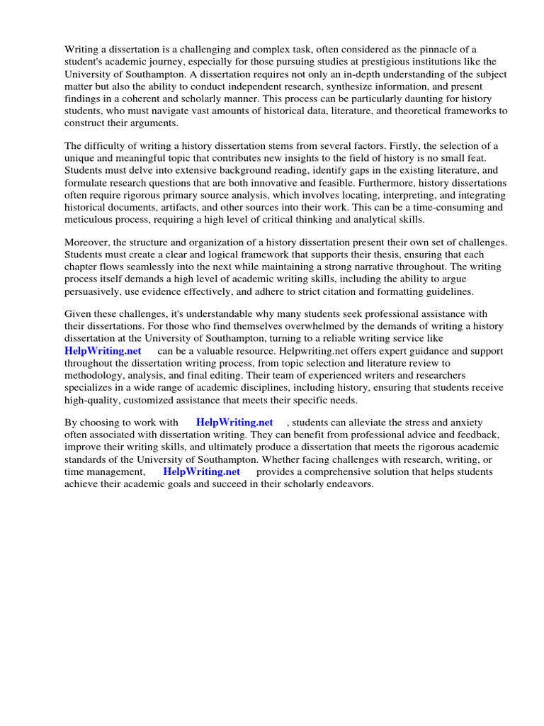 University of Southampton History Dissertation | Download Free PDF ...