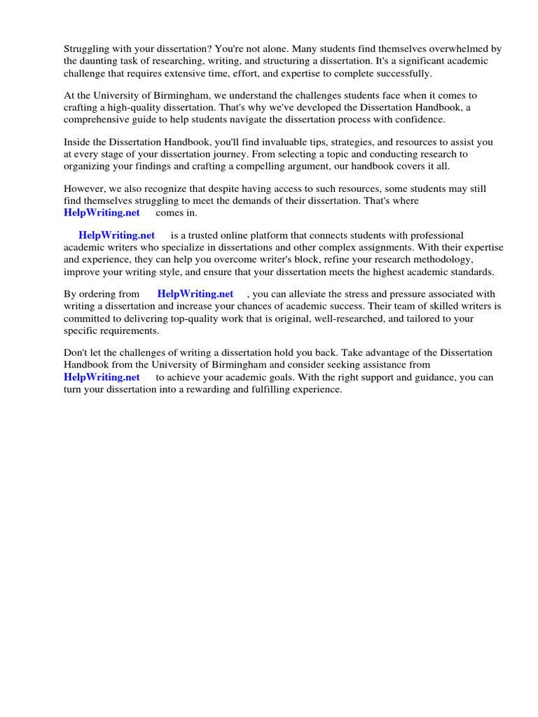 Dissertation Handbook University of Birmingham | PDF | Thesis