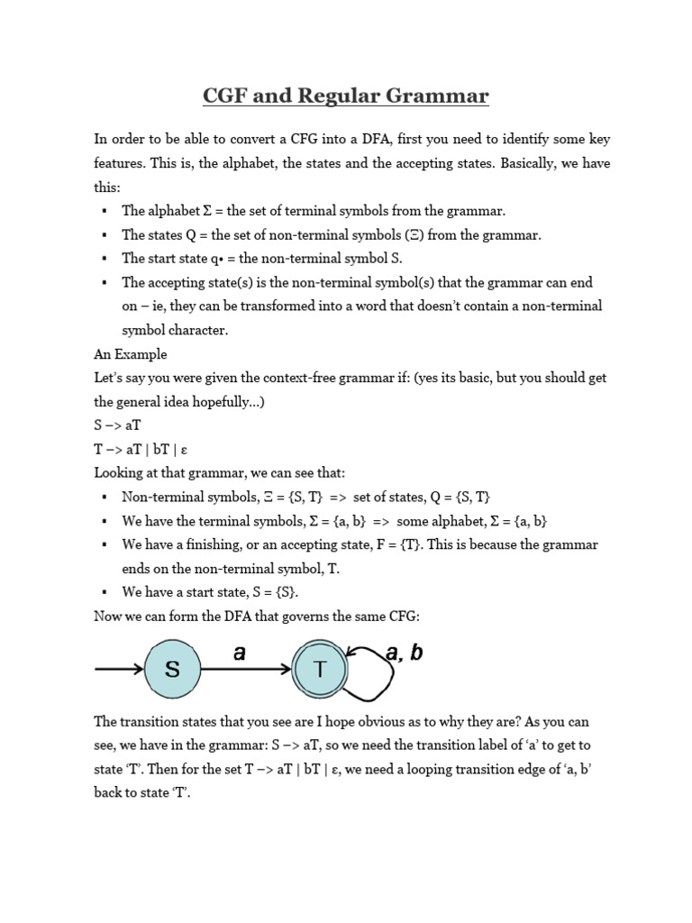 CGF and Regular Grammar- Ambuity | PDF | Syntax (Logic) | Metalogic