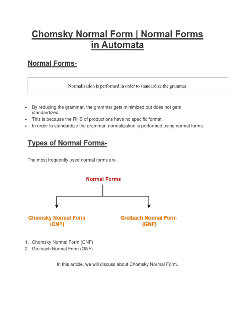 Chomsky Normal Form | PDF | Syntax (Logic) | Computer Programming
