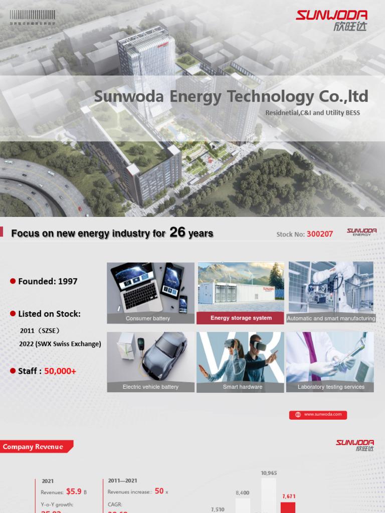 Sunwoda Energy Profile 2023 | PDF | Battery Charger | Energy Storage