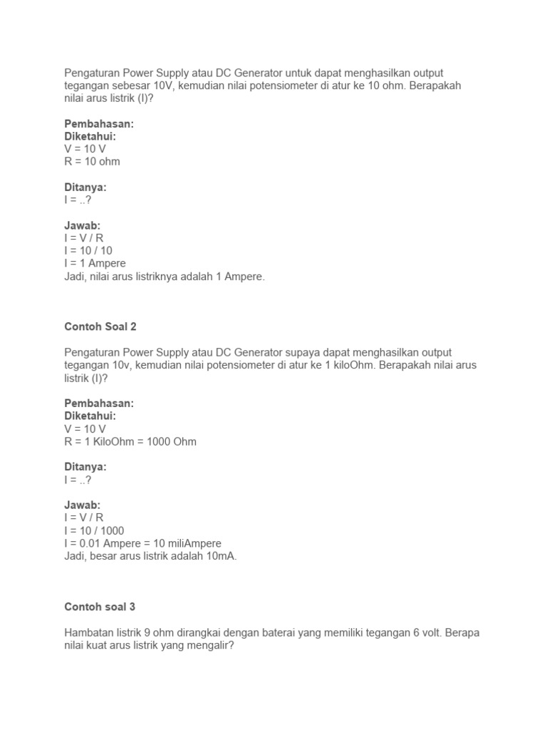 Contoh Soal Listrik Dinamik | PDF