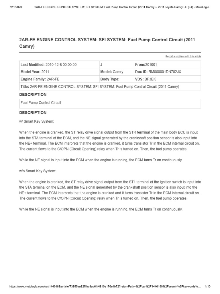 2AR-FE_ENGINE Control System | PDF | Relay | Electrical Connector