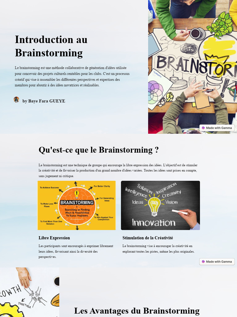 Introduction Au Brainstorming | PDF | Réflexion | Créativité