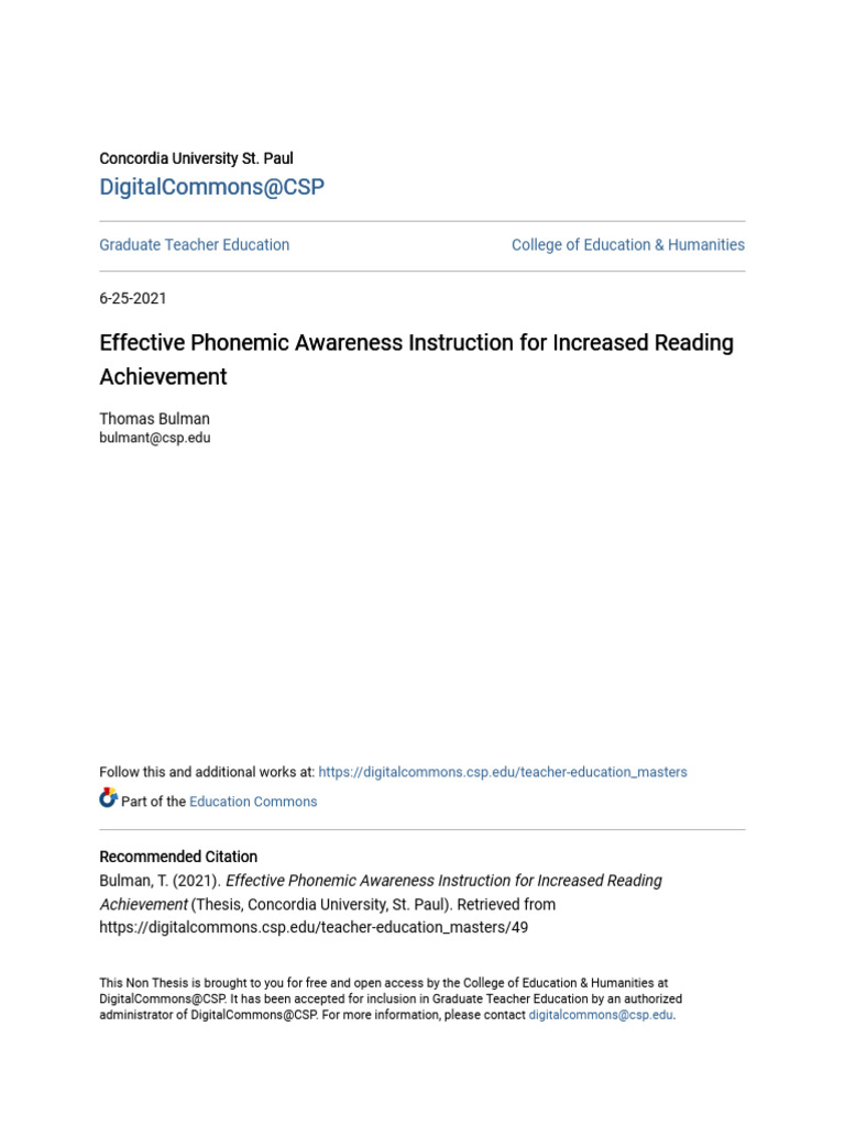 Phonemic Awareness for Reading Success | PDF | Phonics | Literacy