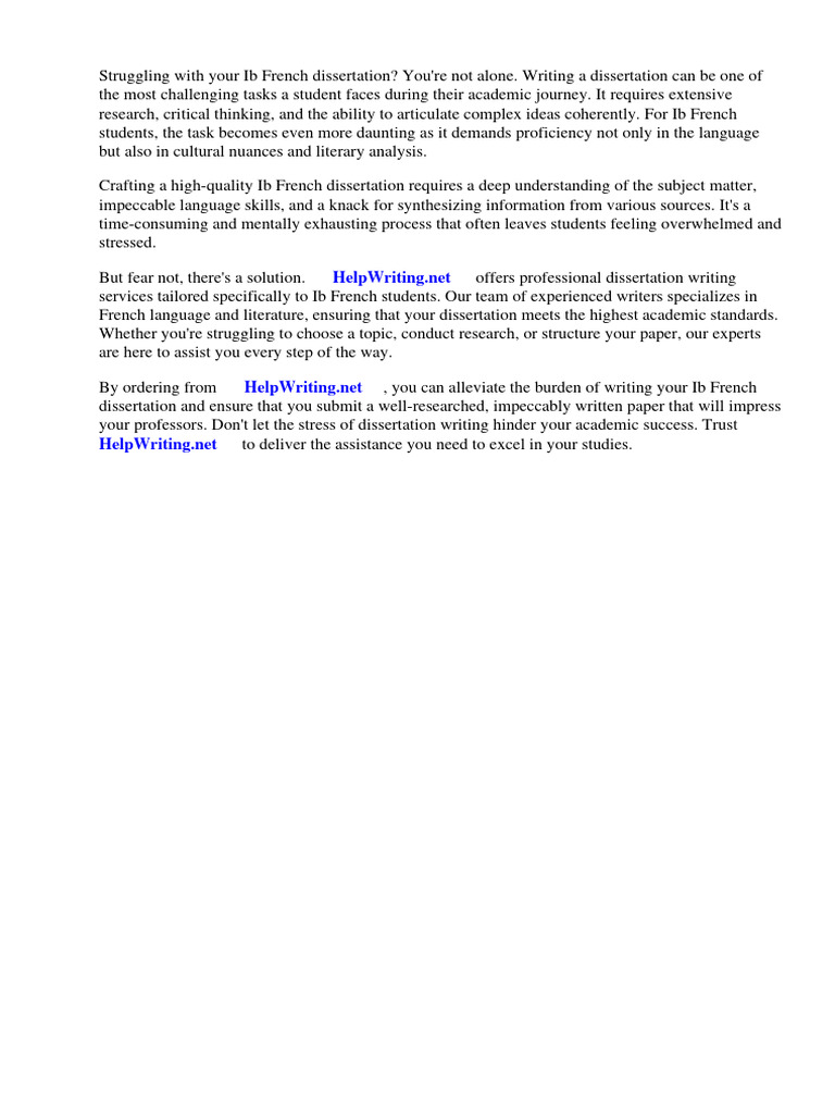 Ib French Dissertation | PDF
