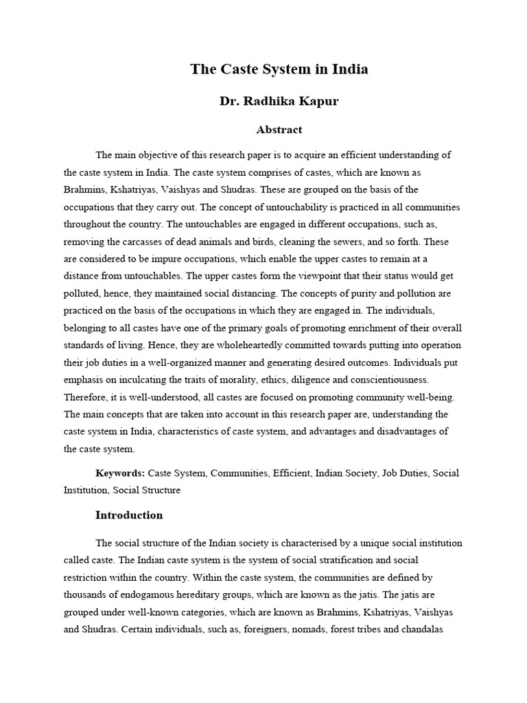 The Caste System in India 11 | PDF | Caste