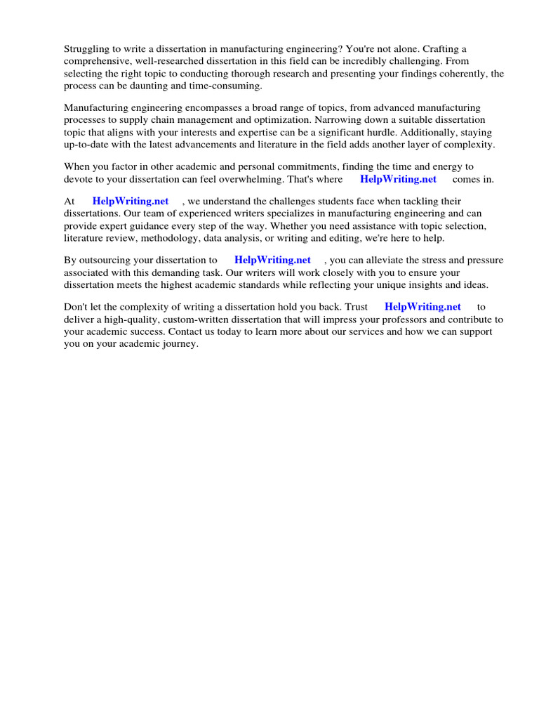 Dissertation Topics (Manufacturing Engineering) | PDF | Engineering | Thesis